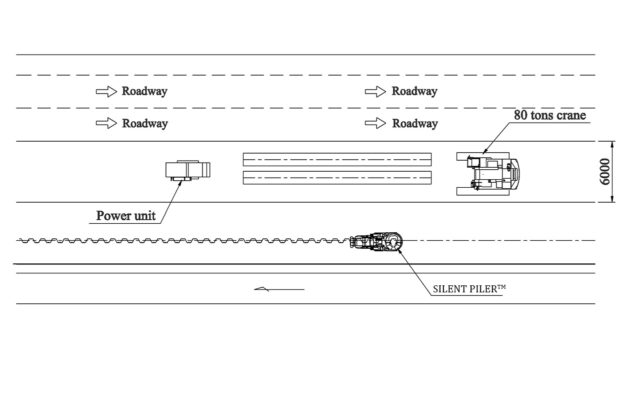 Steel sheet pile retaining wall for road widening | GIKEN LTD.