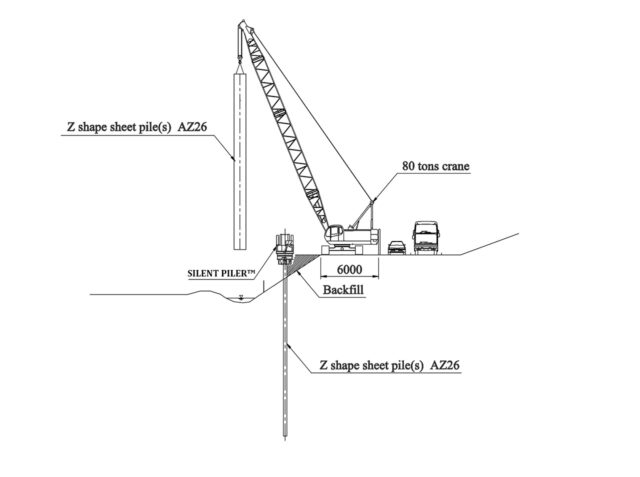 Steel sheet pile retaining wall for road widening | GIKEN LTD.