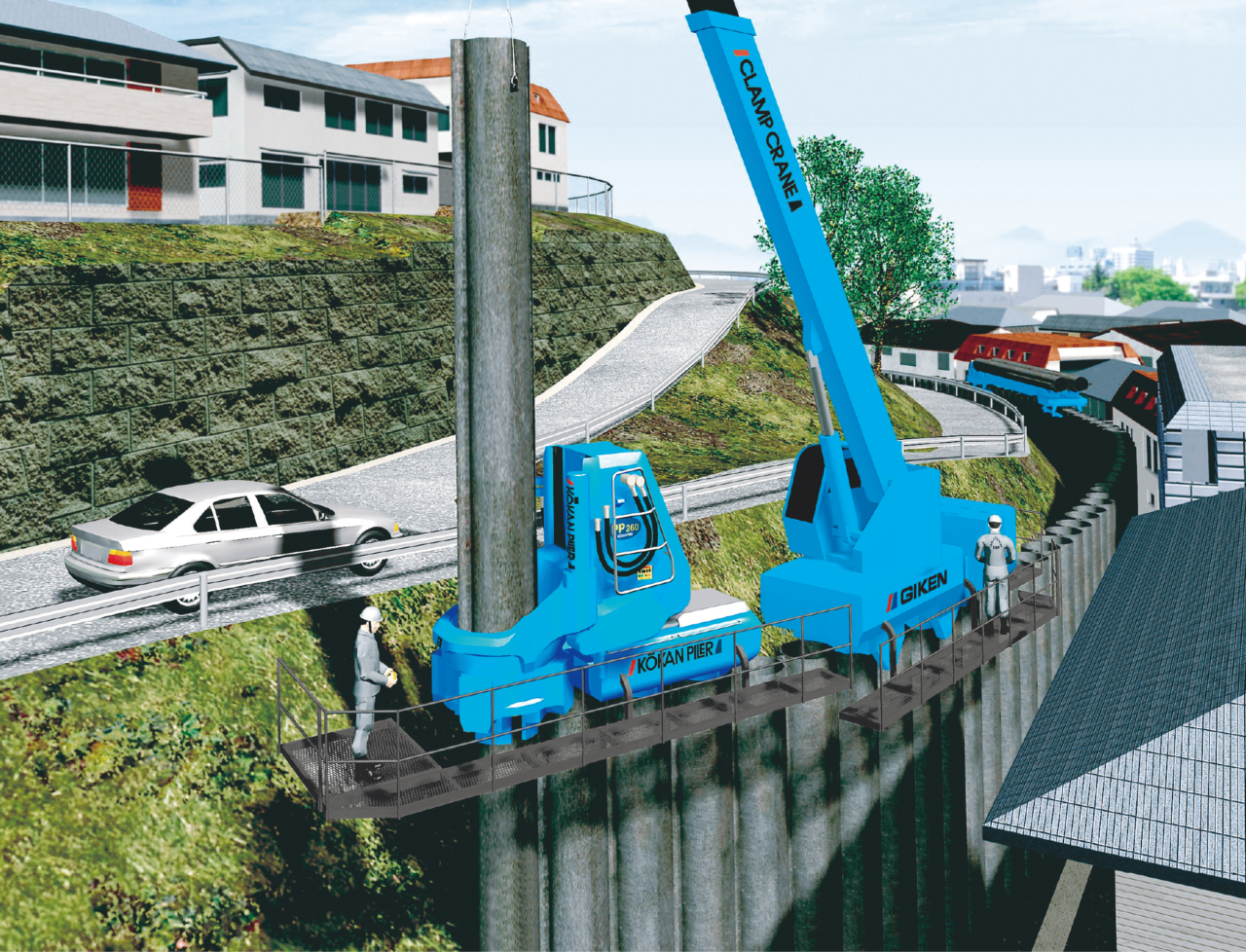 Tubular Sheet Pile Press-in Method | GIKEN LTD.
