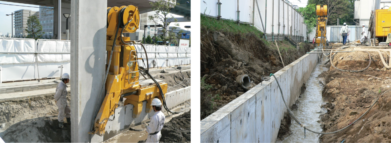 Concrete Sheet Pile Press-in Method | GIKEN LTD.